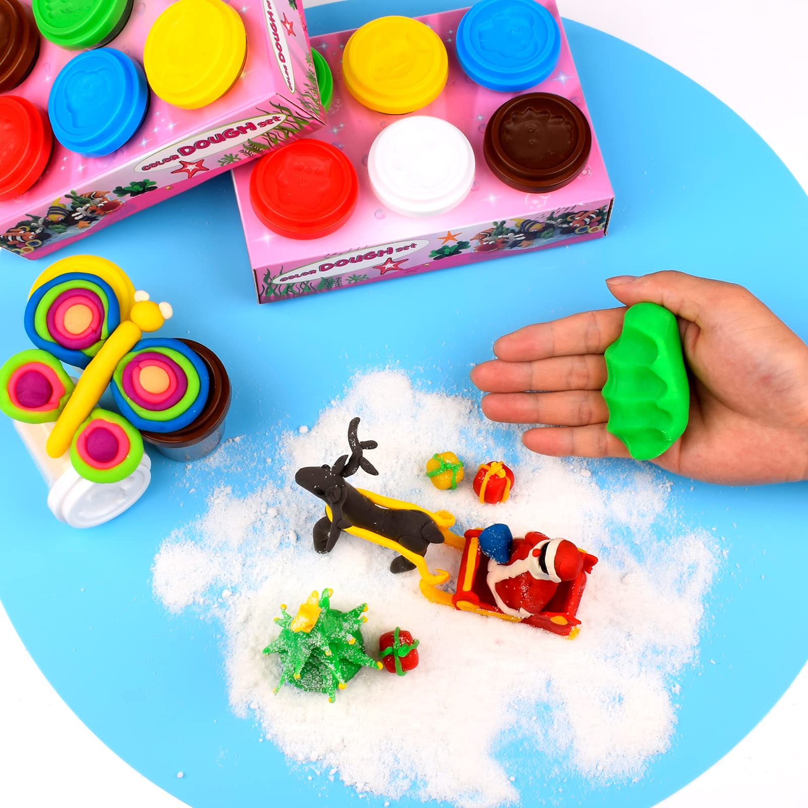 Modeling Dough Set with 6 Pack,Including Red Blue Green Yellow White Brown Dough Clay Scented Modeling Compound, Arts and Crafts Toy for Kids 3+