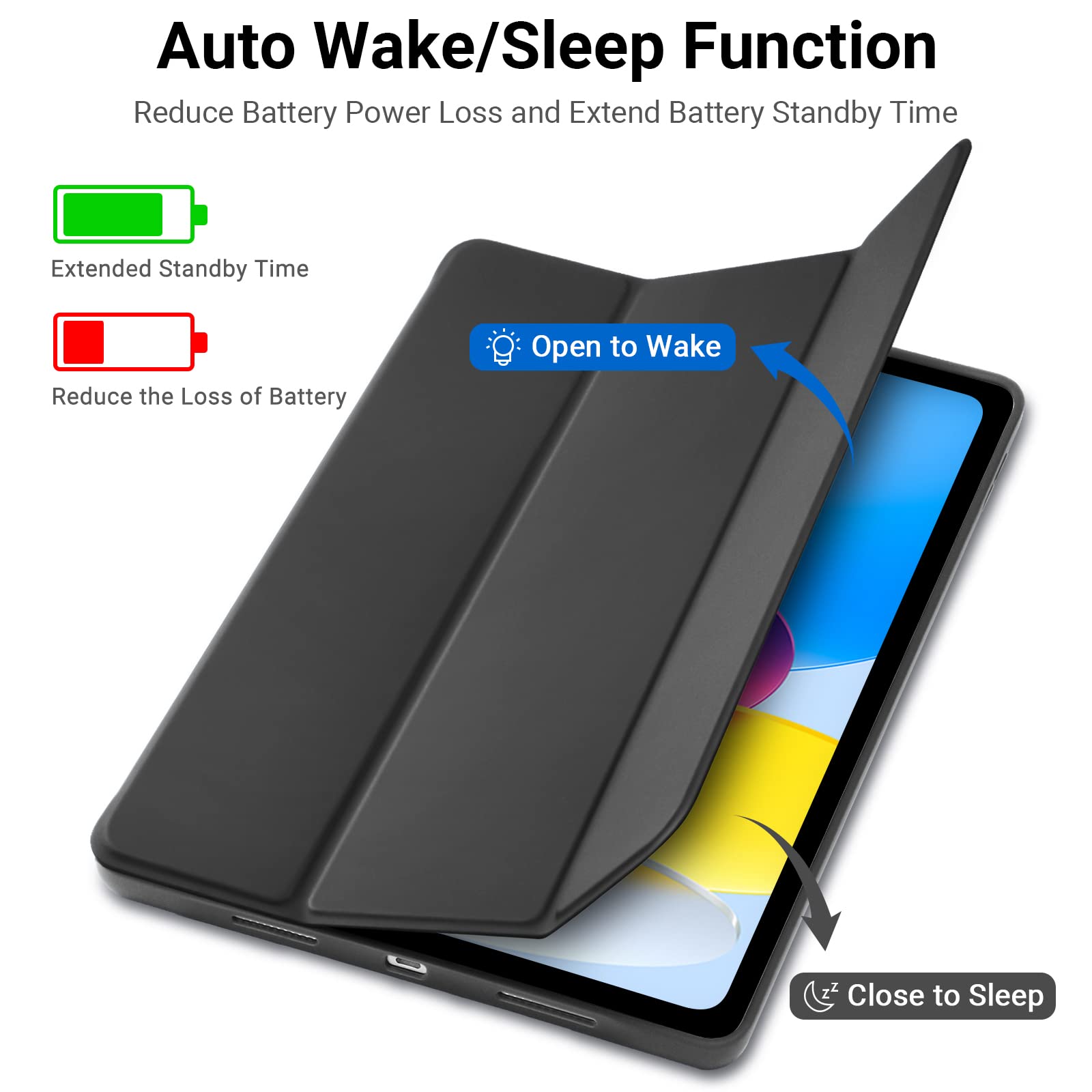 SIWENGDE for iPad 10th Generation Case 2022 with Pencil Holder, iPad 10.9 Inch Case [Support Touch ID] Flexible TPU Back Shell Smart Trifold Stand Protective Cover, Auto Wake/Sleep(Light Blue)