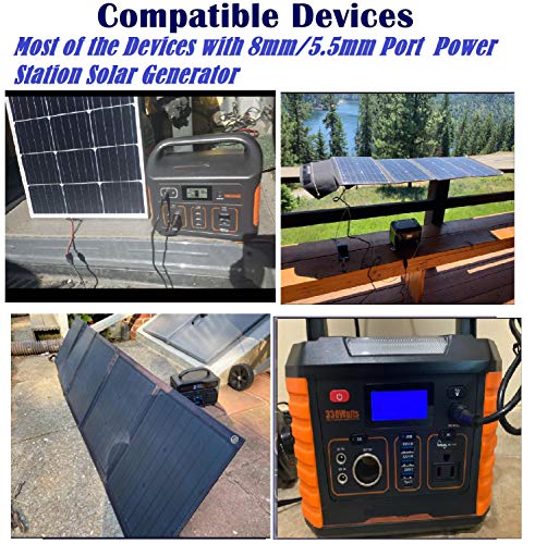 PolyEnergy DC8mm to SAE Connector with DC5521 Converter Adapter Compatible with Explorer 160 240 500 1000 and GZ Portable Power Station Solar Generator Portable Solar Panel 12AWG Heavy Duty Cord