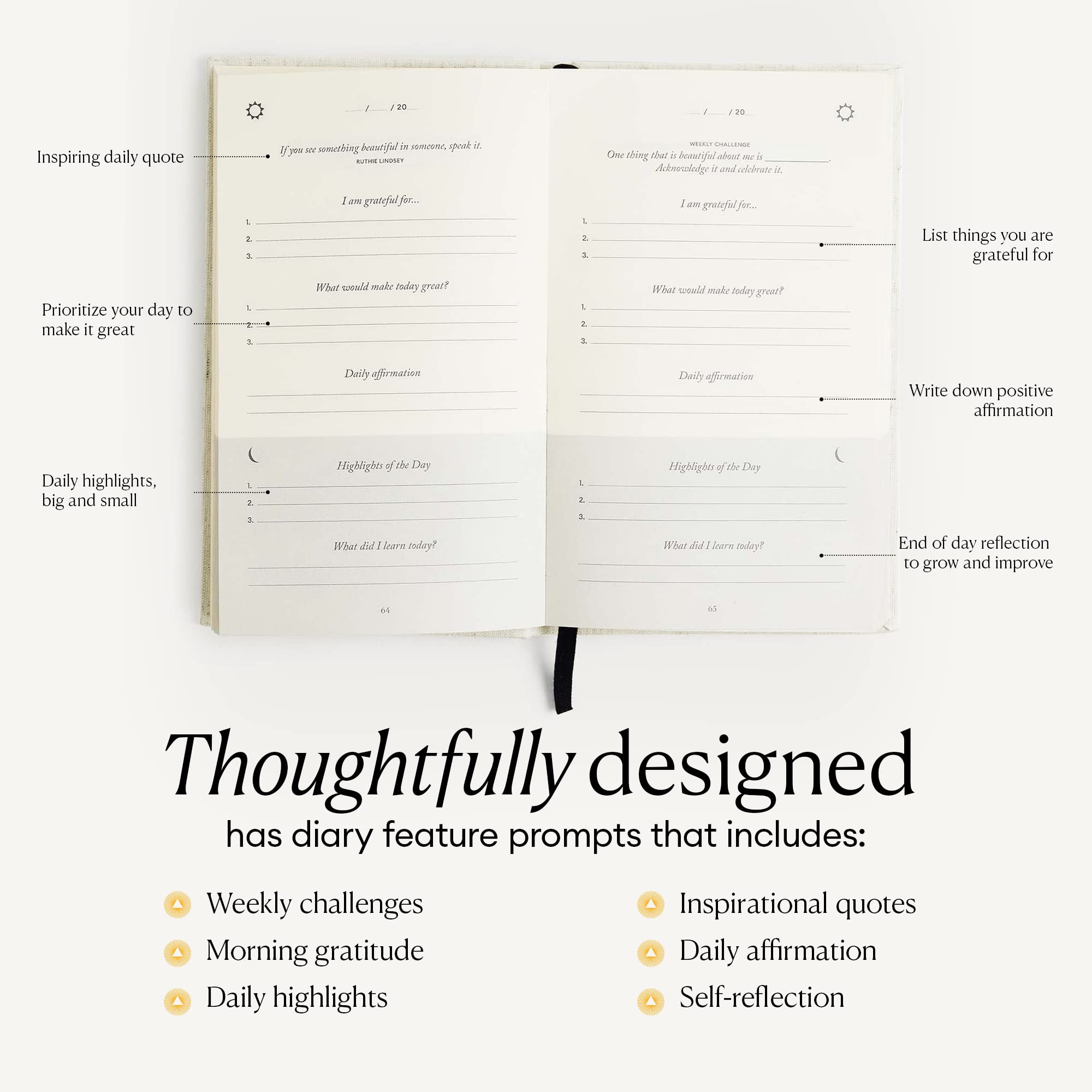 Mindful Moment Bundle - Five Minute Gratitude Journal and 5-Minute Hourglass Sand Timer