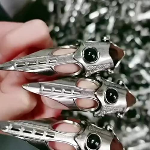 OSALADI 2Pcs Punk Knuckle Joint Ring Full Finger Open Ring Exaggerated Finger Joint Rings Hinged Activity Ring Jewelry Gothic Finger Rings Decoration for Cosplay Costume Party Supplies