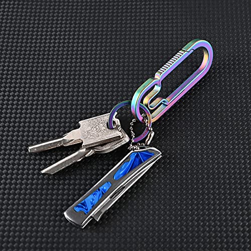NBGDY Mini Knife Keychain, Small Pocket Folding Knife,EDC Package OpenerĀ Box Cutter Knife. 2PCS(Red and Blue)(KPQ-1029)