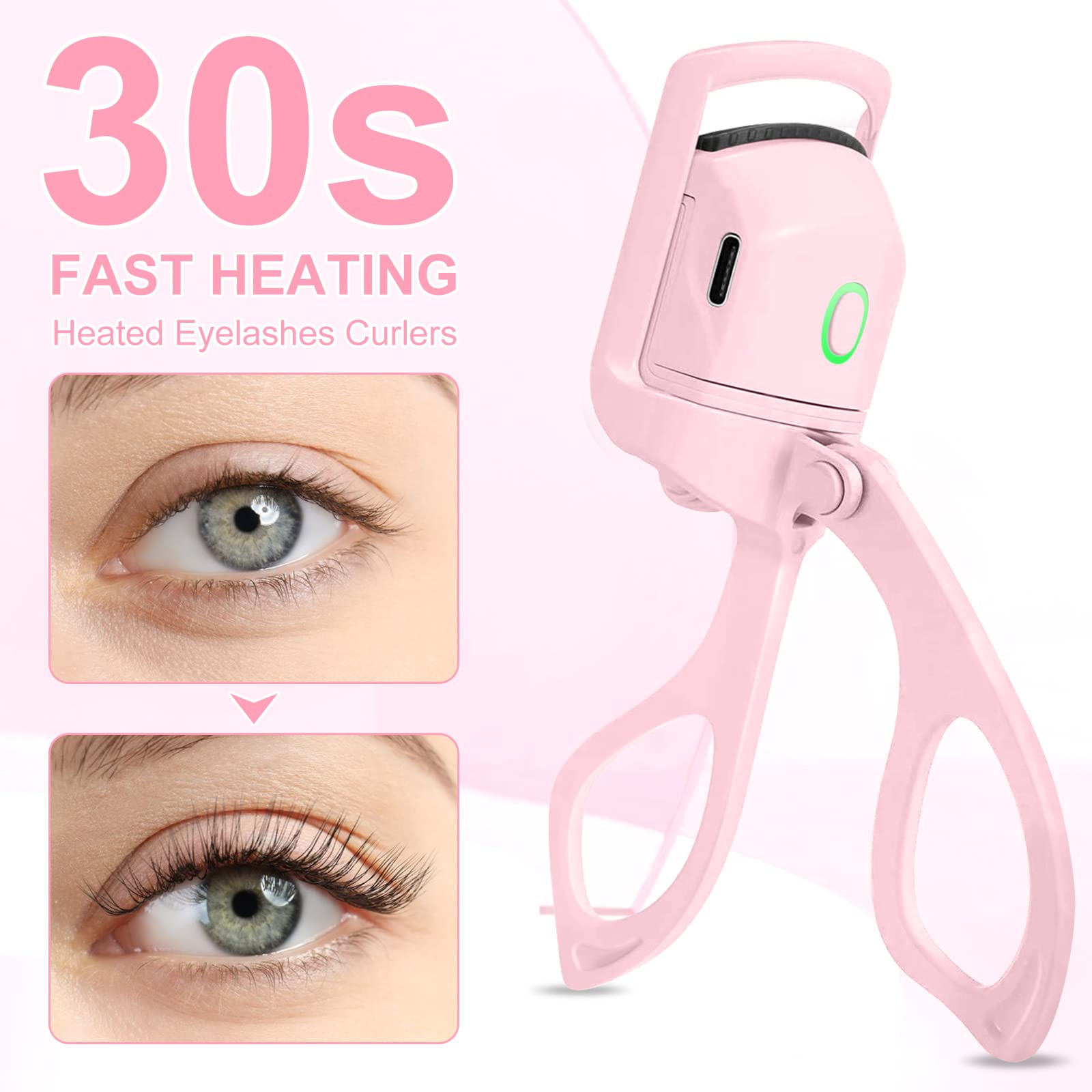 SIKOT Heated Eyelash Curler, Electric Eye Lash Curler, 2 Modes Heated Quickly, Easy to Curl, Natural and Lasting Eyelashes, Saving Makeup Time, Rizador de PestaƱas Electrico, White,1 Count