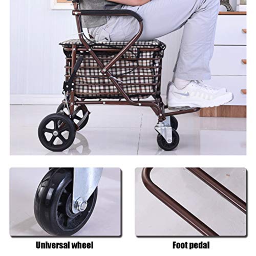 Rollator Walker Rollators Walkers for Seniors Walker Basket Four Wheel Walker Hand Push Shopping Cart Wheeled Seat Folding Walker,Supports 220 lbs