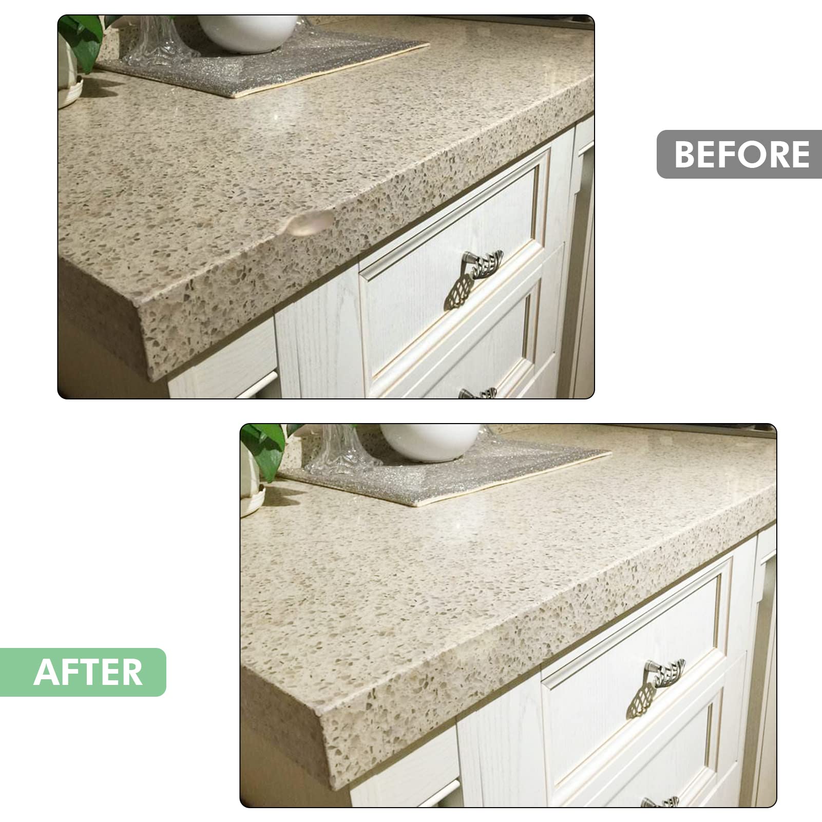 Quartz Tile Granite Marble Countertop Repair Kit (Color Match), Quartz Countertop Chip Repair Kit, Epoxy Cracked Tile Filler for Porcelain Stone Cracks Chips and Scratches