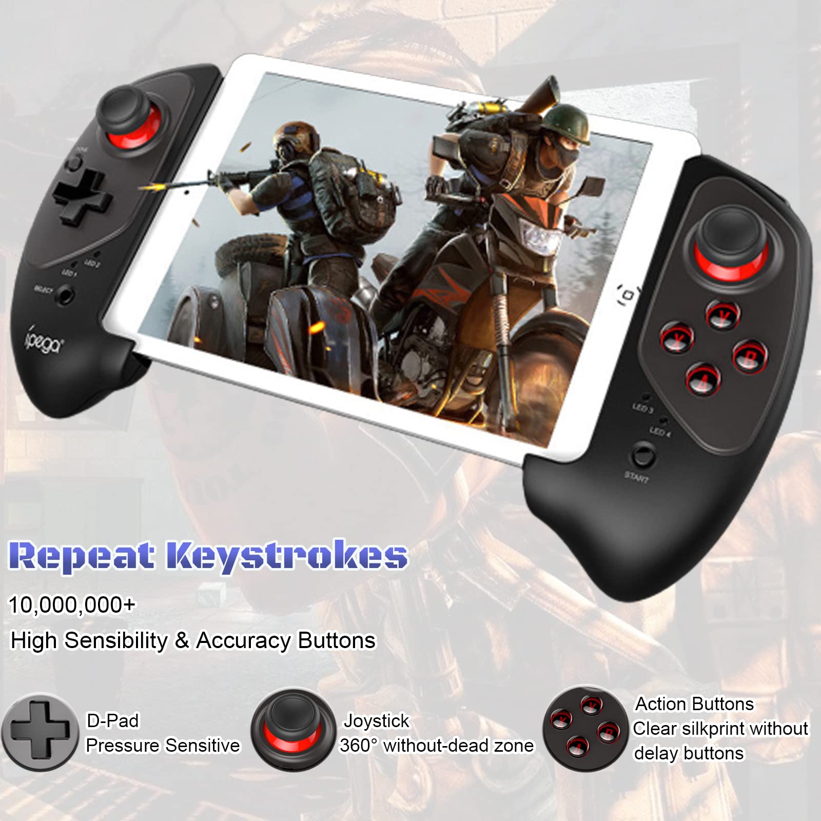 Megadream Wireless Mobile Game Controller Gamepad Joystick for iPad iOS iPhone 14/13/12, Android Samsung Tablet PC - 18+ Hour Battery Life - MFi Certified - Call of Duty - Apex Legends