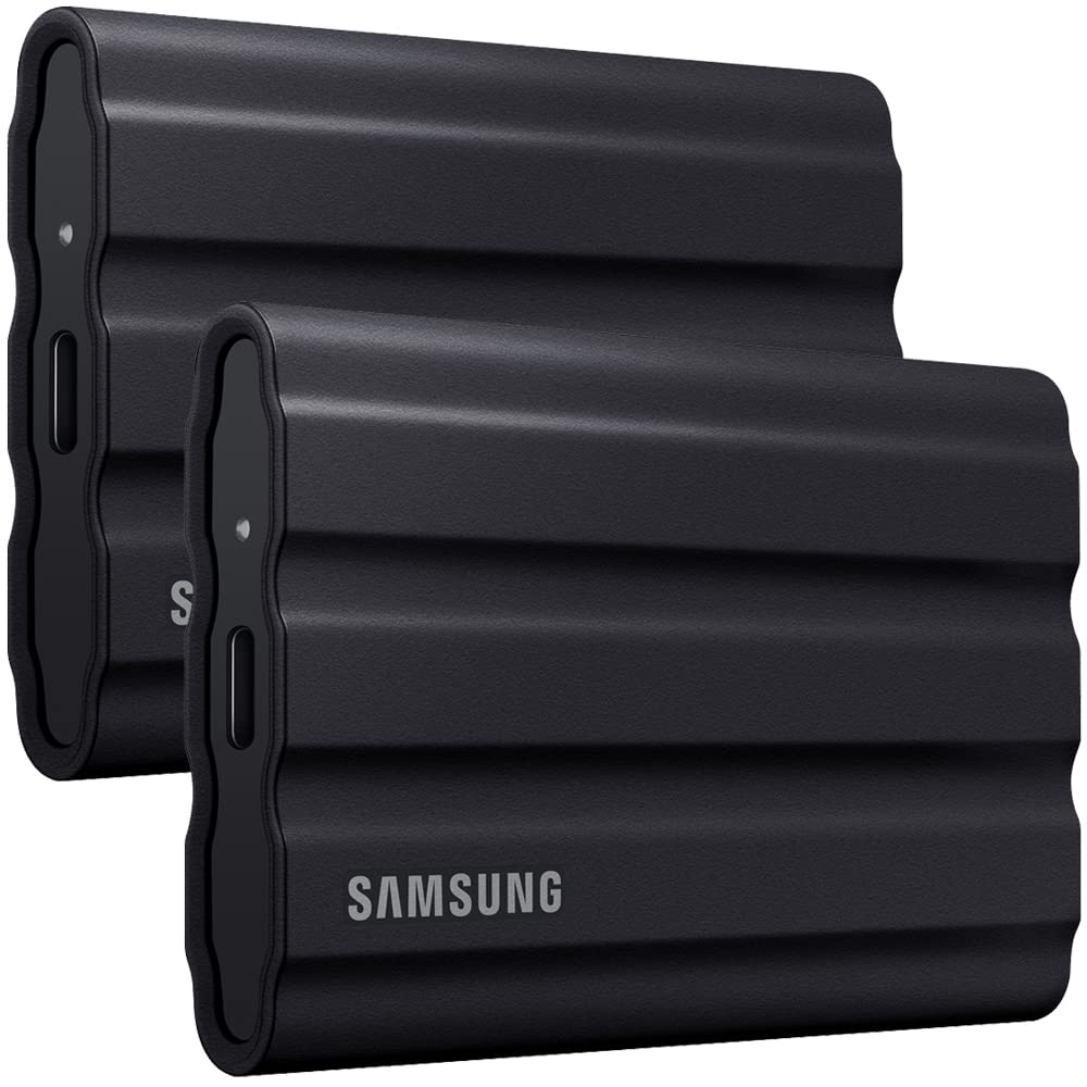 SAMSUNG MU-PE1T0S/AM T7 Shield Portable Solid State Drive 1TB 2022 Black - (2-Pack)