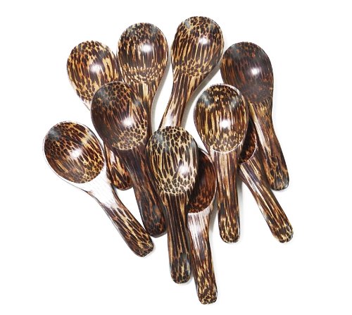 Lot of 10 Pcs. X 3.0" Palm Wood Small Spoons Sugar Seasoning Salt Spoons