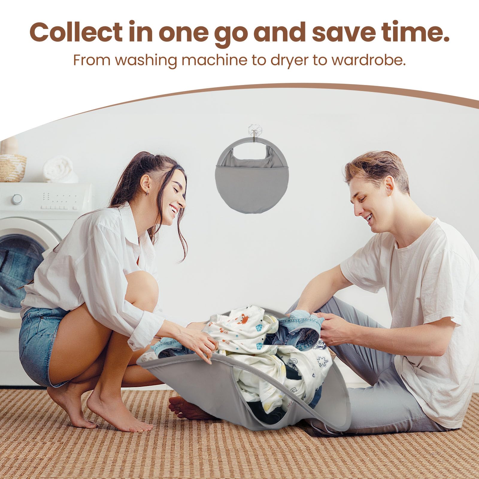 ZIMUHENAI 26" Collapsible Laundry Basket, Larger Popup Laundry Basket for Dryer, Portable Laundry Hamper for Clothes Storage and Easy to Use(Grey)