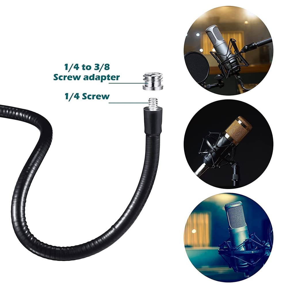 Oligemok 2 Pcs Microphone Adjustable Stand Flexible Gooseneck Desktop Stands Desk Clamp Recording Equipment for Meeting Lecture