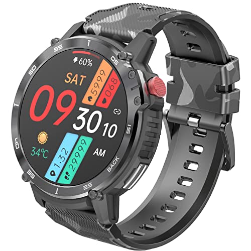 RollsTimi Men's Smartwatch 1.6" HD Touchscreen with Bluetooth Calling Fitness Tracker Heart Rate Pedometer Watch 24 Sport Modes, 3ATM Outdoor Waterproof Watch Android iOS
