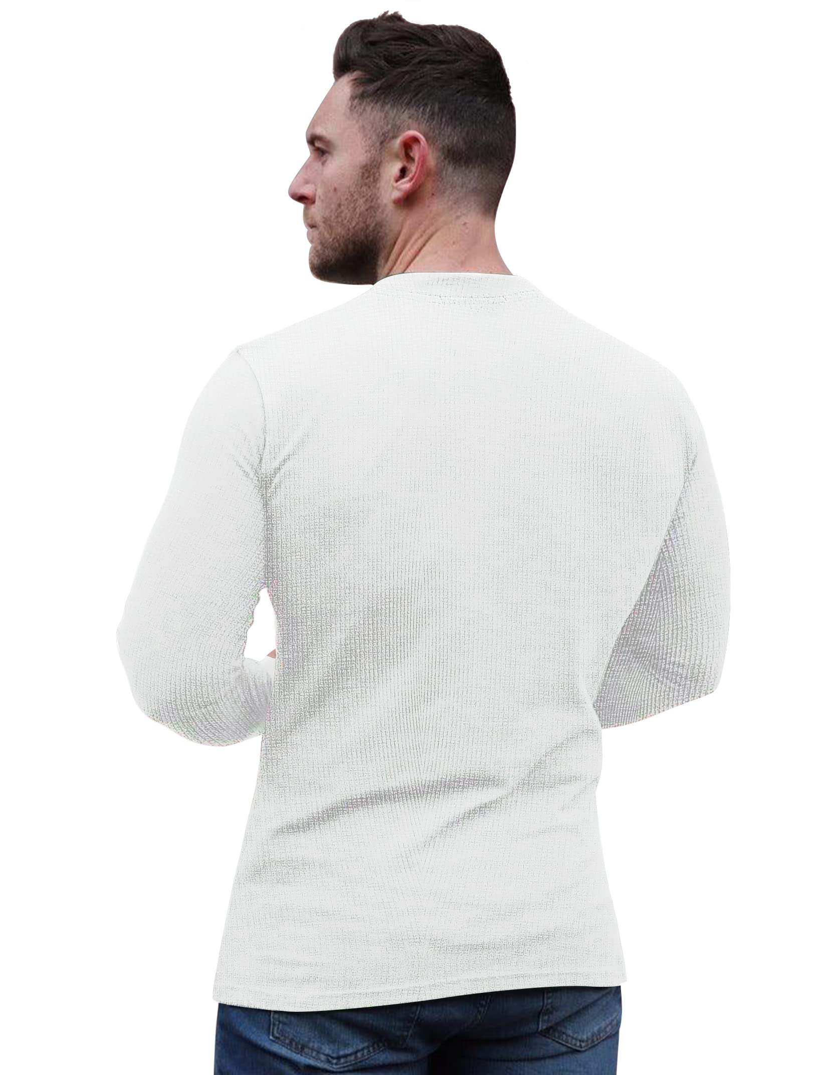 Muscle T Shirts for Men 2 Pack Stretch Long Sleeve Slim Fit Casual Gym Workout Athletic Knit Tee Shirts Black & White XL