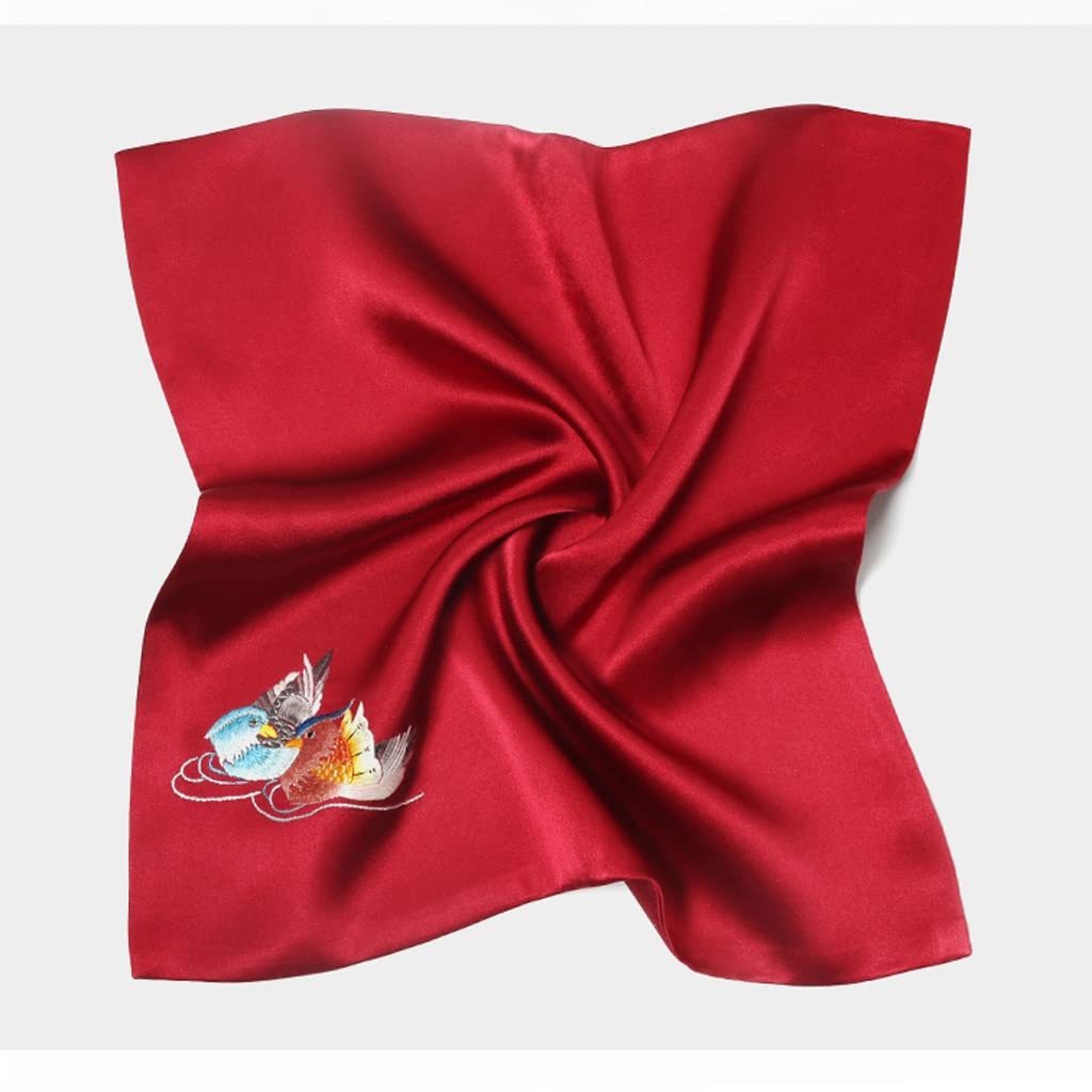 Mulberry Silk Wedding Exchange for Happy Mandarin Duck Silk Engagement Red Handkerchief Embroidered Hipa (Color : A, Size : 35x35cm)