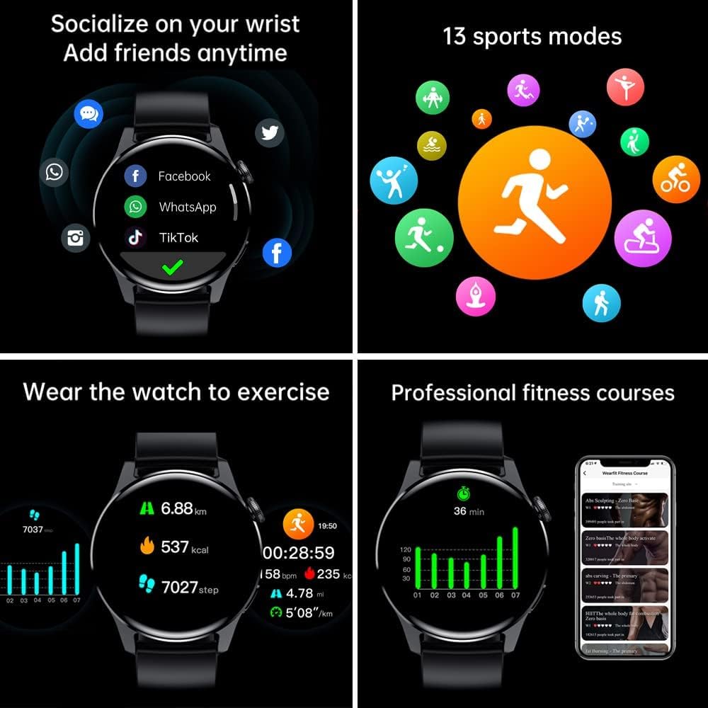 Smart Watch for Men with Split-Screen Mode Making Calls Tracking Exercise Data Fitness Tracker Heart Rate,Sleep,Blood Pressure,Blood Oxygen Monitor Compatible with Android iOS Phones
