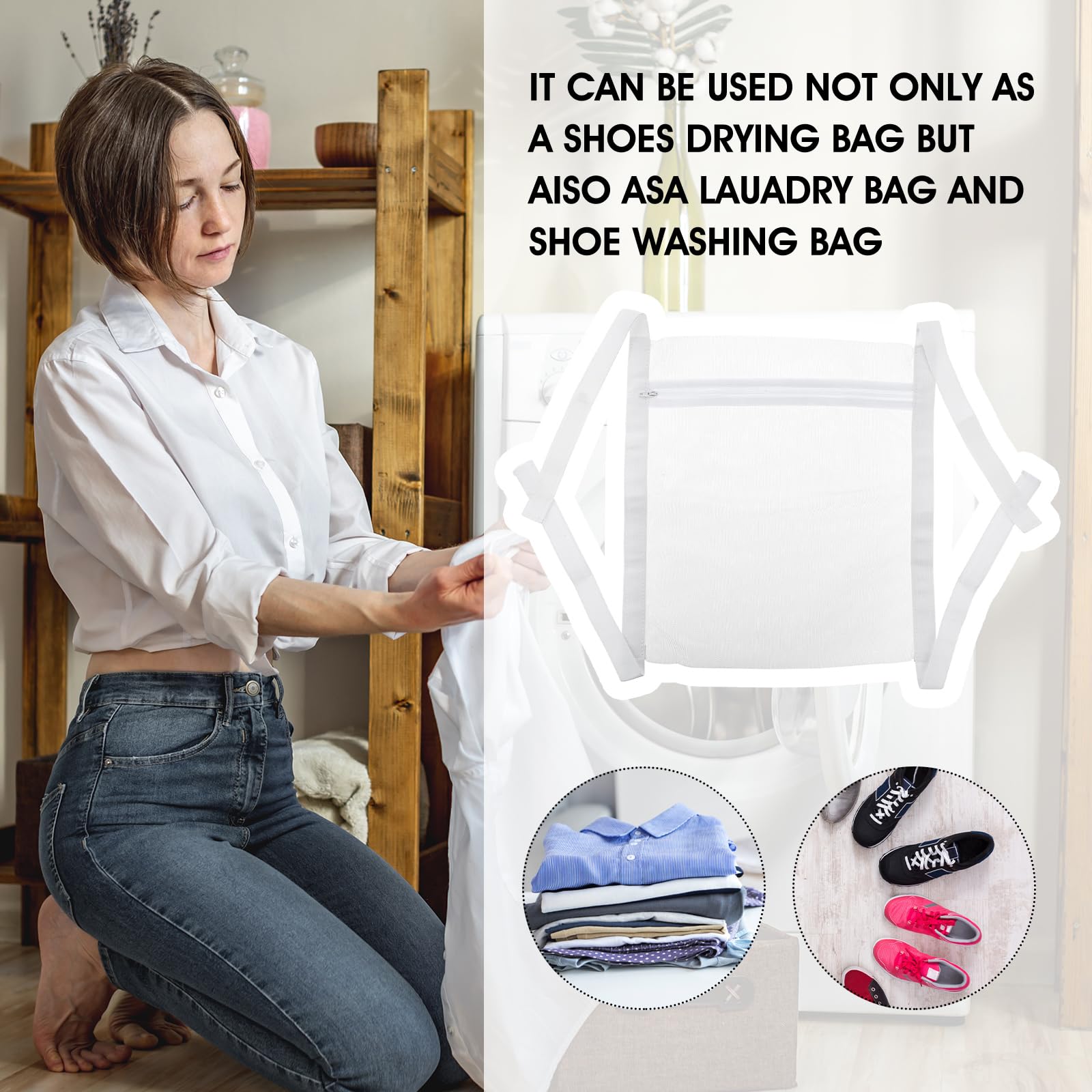 Shoe Washing Machine Bag,Mabor Mesh Washing Bags for Laundry,Reusable & Promotes Quick Drying,Laundry Bags Accessories for Men Women Home Dormitory