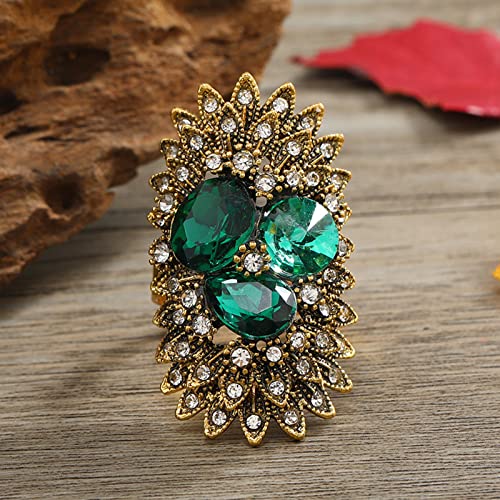 Otxas Gold Snake Ring Adjustable Punk Snake Ring for Women Boho Stacking Rings Set Vintage Goth Silver Snake Ring Jewelry (green1)