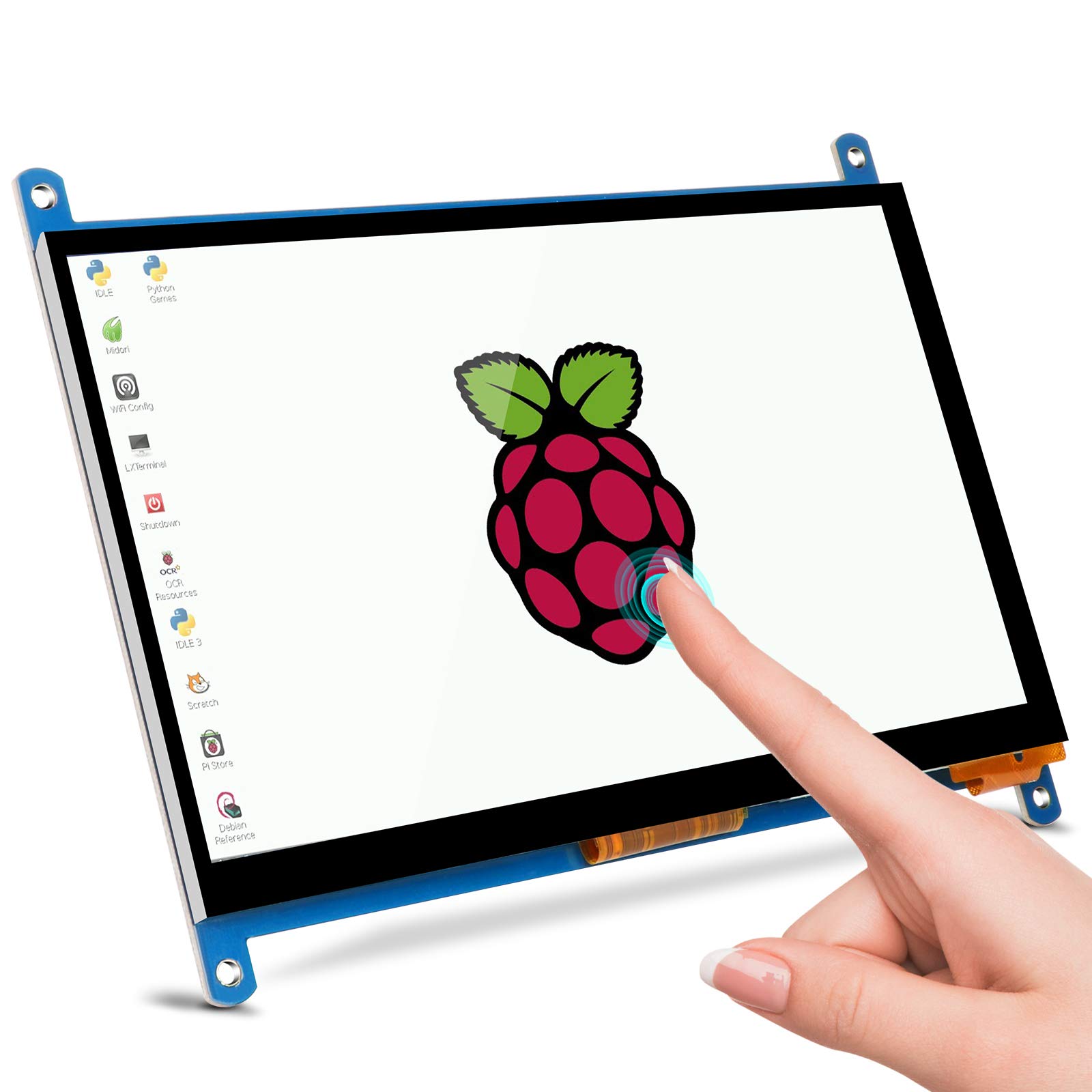 Raspberry Pi Screen 7 inch 1024x600 Compatible with Raspberry Pi 3B+/3/2 B/B+/ Banana Pi Windows10/8.1/8/7 Driver Free 5-Point Touch IPS Capacitive LCD Display Raspberry Pi 7 inch Touchscreen Monitor