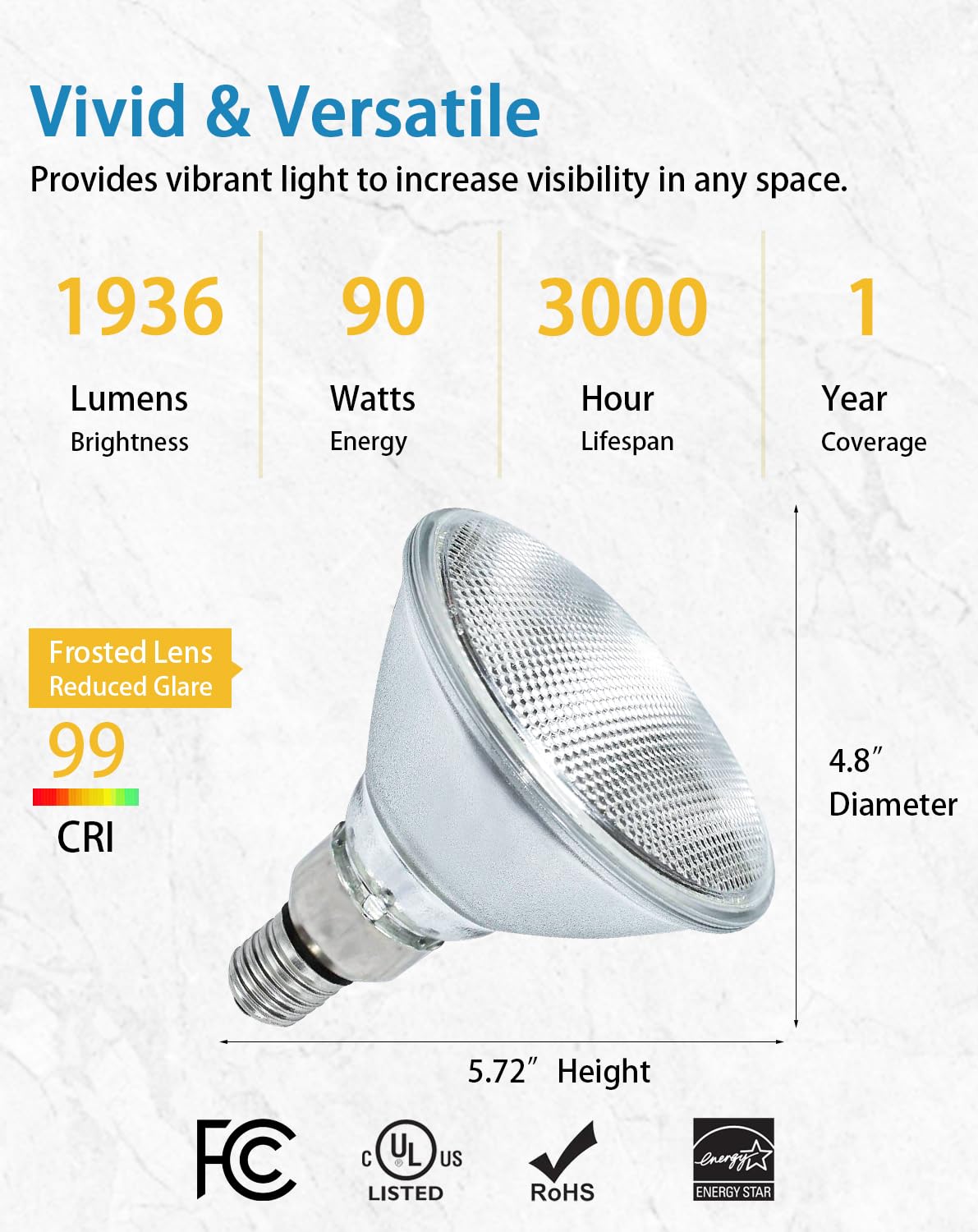 RAGFOZ Par38 Halogen Flood Light Bulb 90W 120V, 4Pcs Outdoor PAR38 90W Light Bulbs,Dimmable, E26 Medium Base, Warm White, High Output Reflector Flood Lights for Indoor and Outdoor