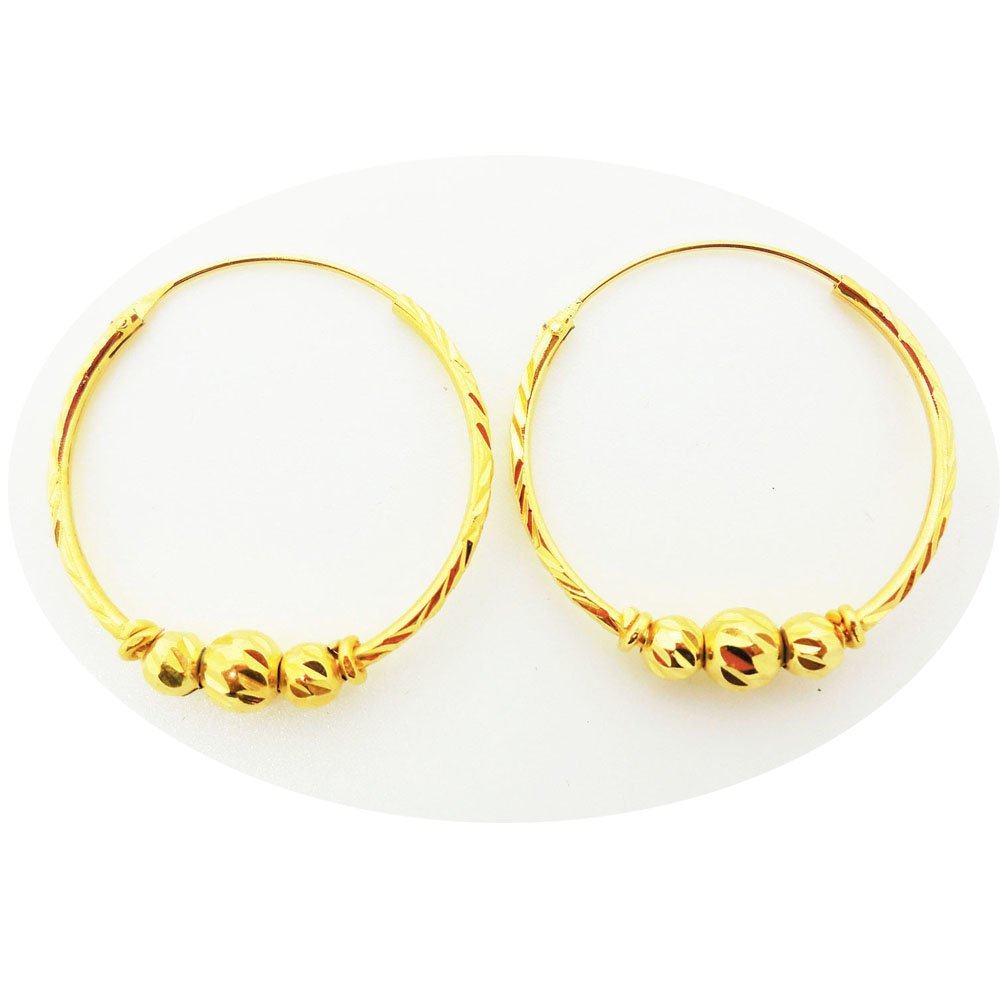 Hoops 22K 24K THAI BAHT YELLOW GOLD PLATED EARRINGS JEWELRY