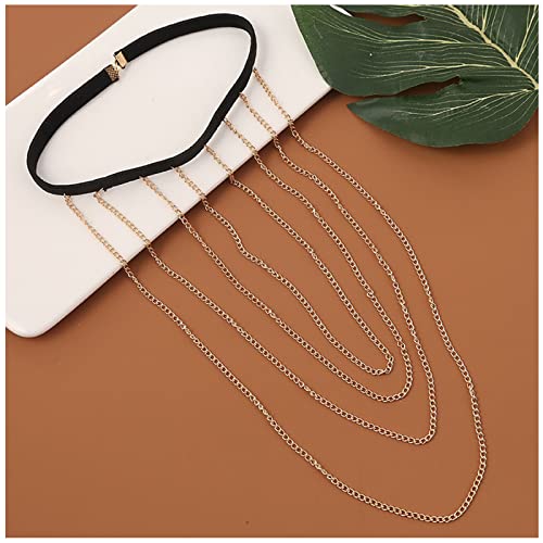 Multi-layers Leg Chain Jewelry Summer Beach Leg Chain Stretchy Thigh Chain Bikini Body Accessories Jewelry for Women (Gold)