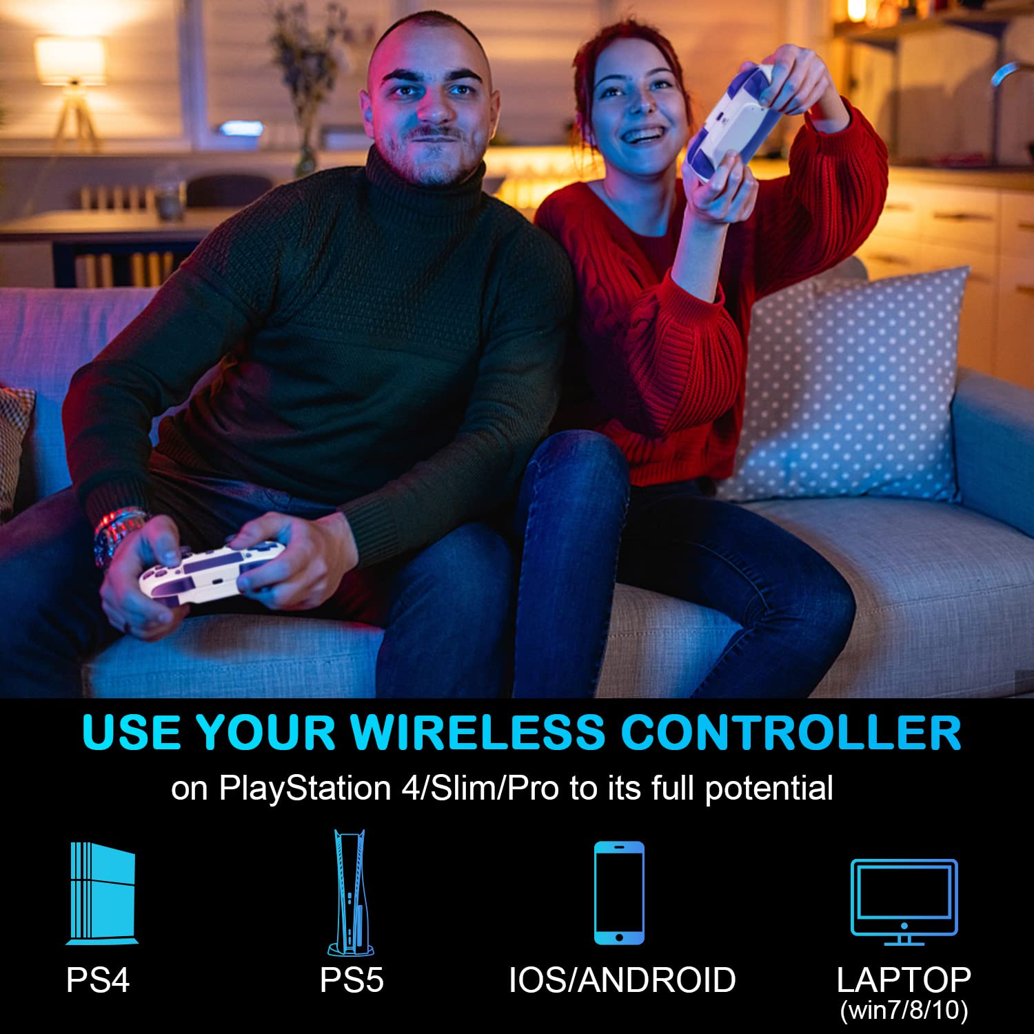 OUBANG Elite Controller for PS4, Game Remote for Scuf PS4 Controller with Turbo, Wireless Joystick Gamepad Modded PS-4 Controller with Back Paddles for Playstation 4/PS5/PC/IOS/Android Gamer Streamer