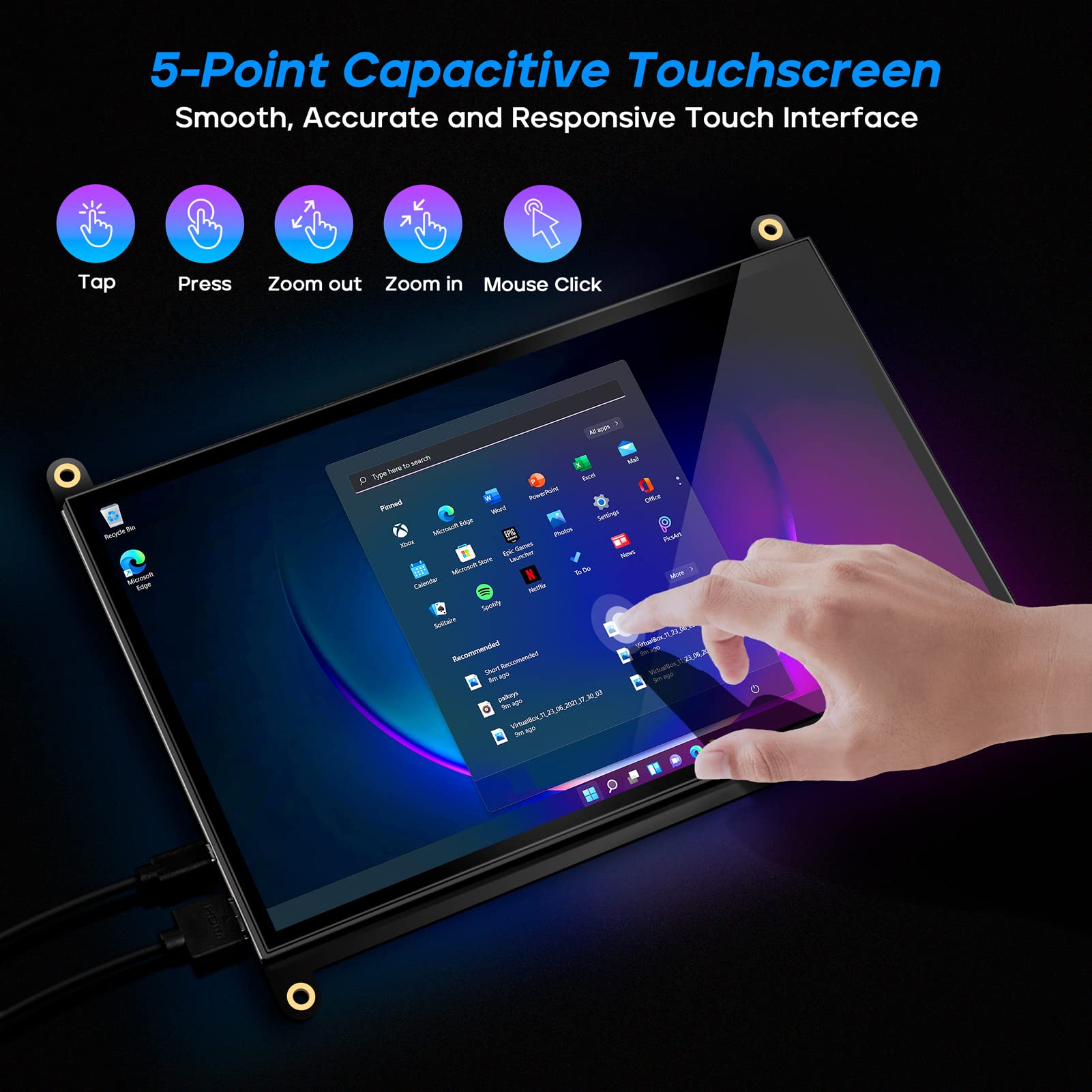 Raspberry Pi Screen,NORSMIC 10.1ββ Touchscreen Monitor,IPS FHD 1024Γ600, Responsive and Smooth Touch,Dual Built-in Speakers,HDMI Input,Compatible with Various Devices and OS,Easy Assembly,Driver Free