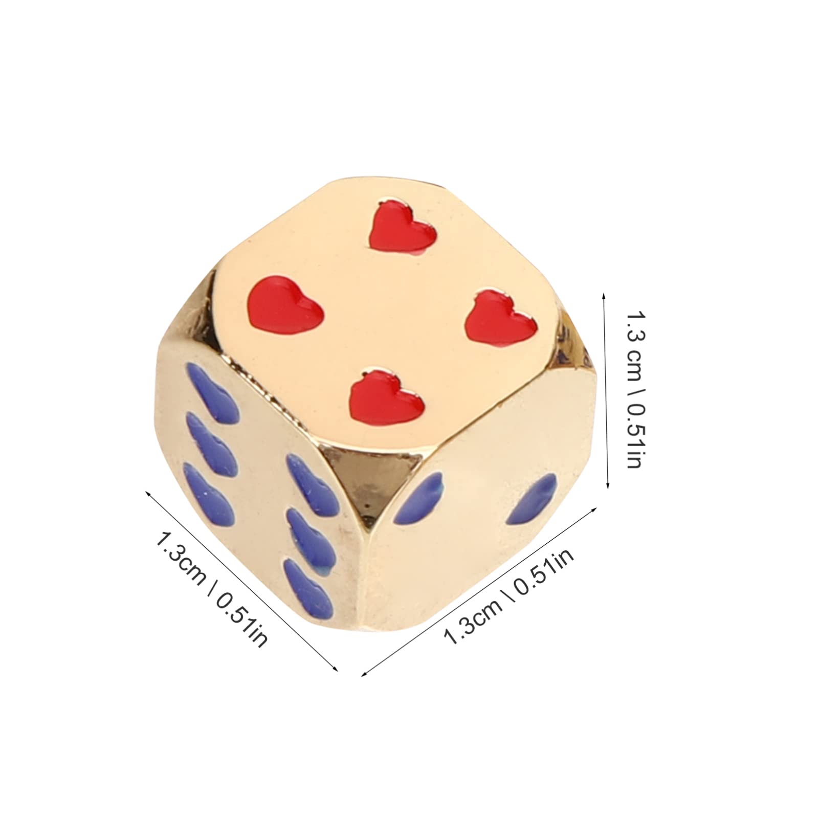 NUOBESTY 5Pcs Metal Dice Toys, Decorative Dice with Heart Dots Board Games Dice Games Party Props and Classroom Supplies