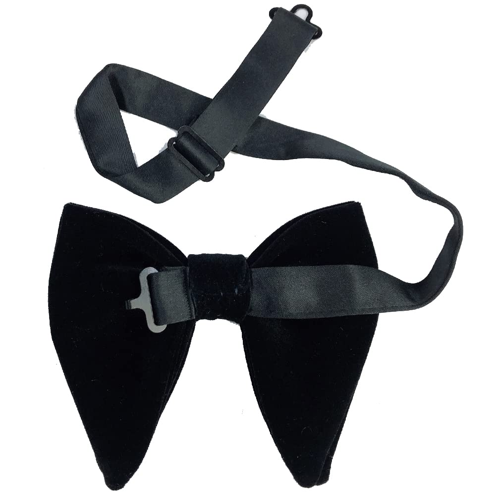 Mantieqingway Velvet Bow Ties for Men Oversize Pre-tie Bowtie Tuxedo Bowties (Black)