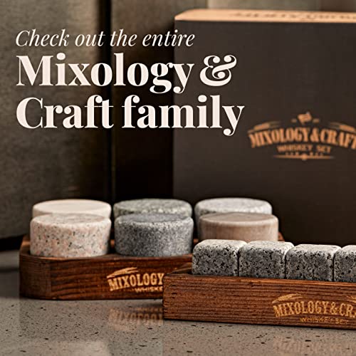 Mixology & Craft Whiskey Stones Set - 6 Circular Granite Bourbon Chilling Rocks - Great Whiskey Gifts for Men, Fathers, Groomsmen Gifts