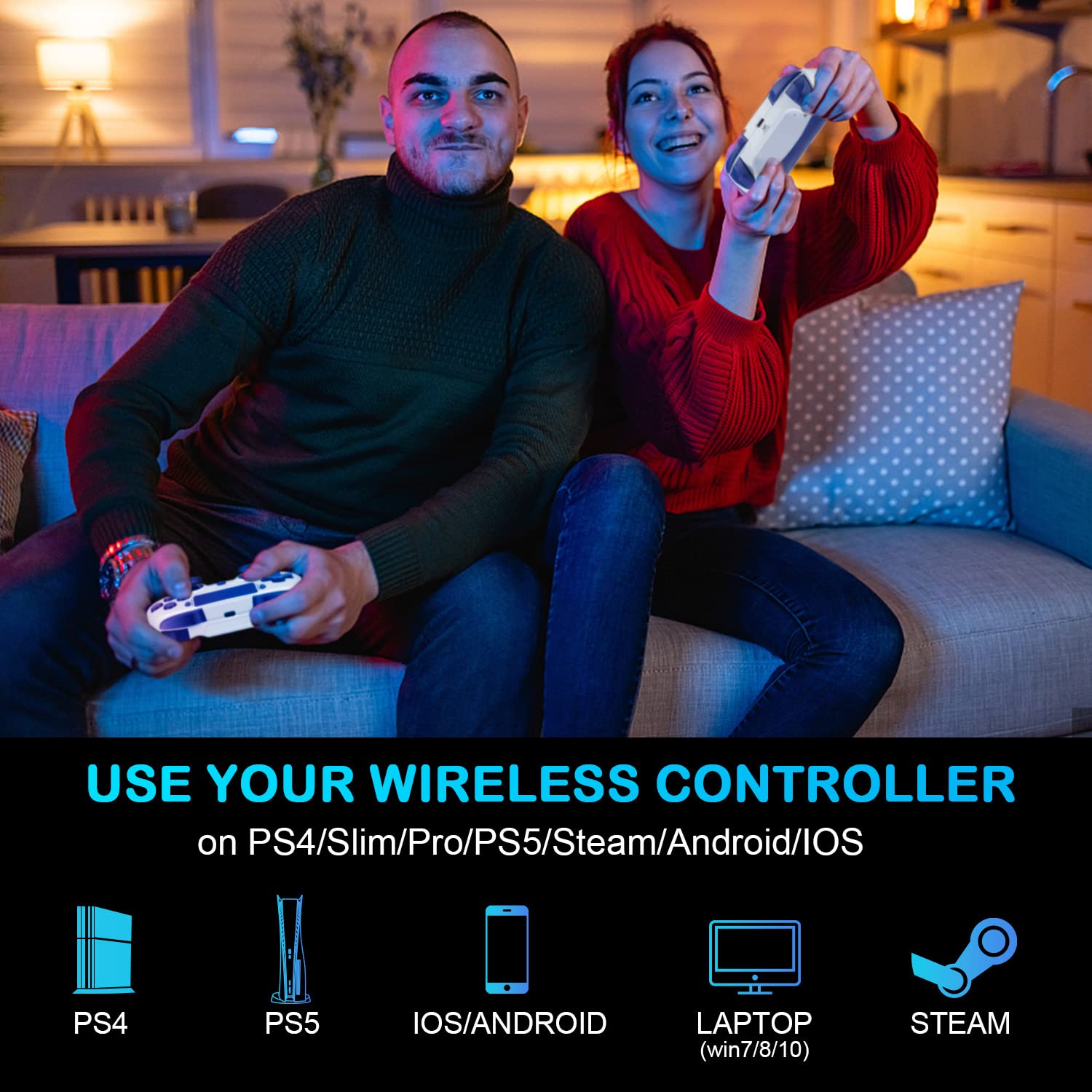 OUBANG for Elite PS4 Controller, Game Remote for Scuf PS4 Controller with Turbo, Wireless Joystick Gamepad Modded PS-4 Controller with Back Paddles for PlayStation 4/PS5/Steam/PC/IOS/Android Gamer