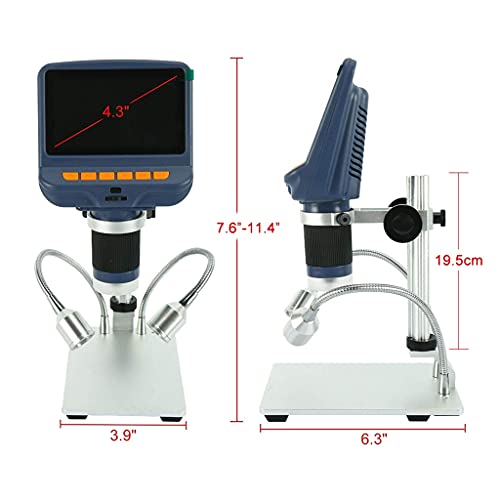 SLNFXC 220X Desktop Electronic Digital Stereo Microscope for Soldering Repairing with 4.3-inch Screen LED Light