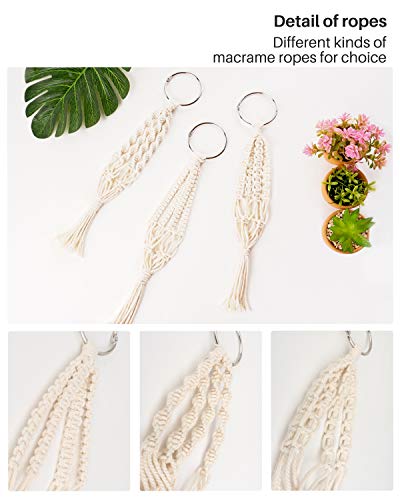 Mini Macrame Plant Hanger with Pot, 3 Pcs Small Hanging Car Plant, Cute Hanging Rearview Mirror Charms, Boho Car Decor, for Plant Lover by MoHern