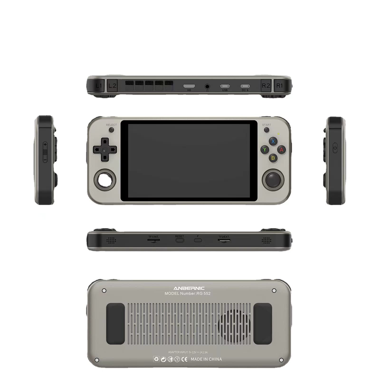 RG552 Android Open Source Dual-System Handheld with 5.36-inch Touch Screen, high-Speed EMMC 5.1 and 16G Linux System, 6400mAh Battery, Maximum Load 5A Charging Cable 1.5 Hours Full (Gray, 16G+64G)