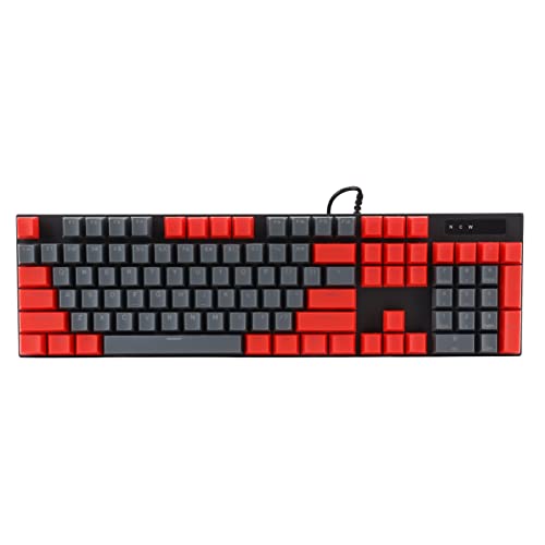 RGB Backlit Mechanical Gaming Keyboard, 104 Key Programmable Keyboard for Laptop PC Computer, Ergonomic Design, for Windows 10, Win 8, Win 7, OS X, Win XP, Vista(Red)