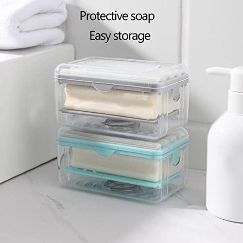 Laundry Soap Dish with Roller Soap Organizer Multifunctional Soap Lathering Box With Drainage Hole and Drip Tray 2-in-1 Soap Lather Laundry Box Help to Use and Store Soap For Bathrooms Kitchens (blue)