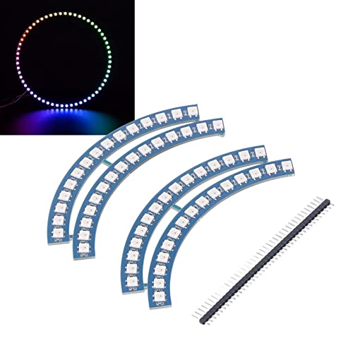 RGB Ring Wall Clock Light, RGB LED Light WS2812 Chip PCB 5V Stable Display IO Interface High Brightness Serial Port for DIY