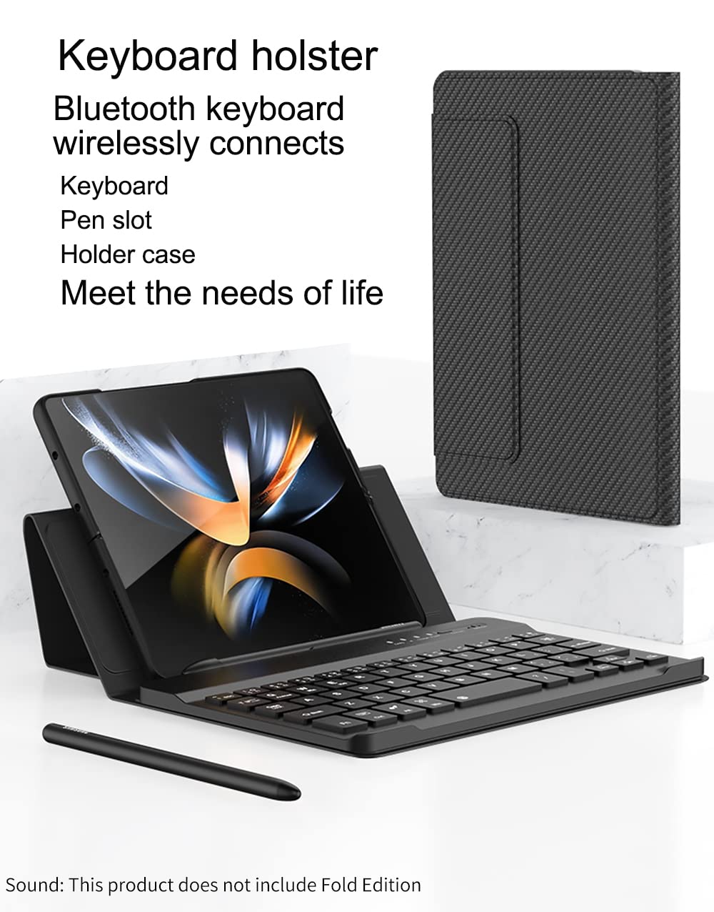 SHIEID Leather Cover for Samsung Galaxy Z Fold4 Keyboard Holster and S Pen Holder, Light Luxury Elegant with Kickstand Bluetooth Keyboard Wirelessly Connects Z Fold4 Keyboard, Green