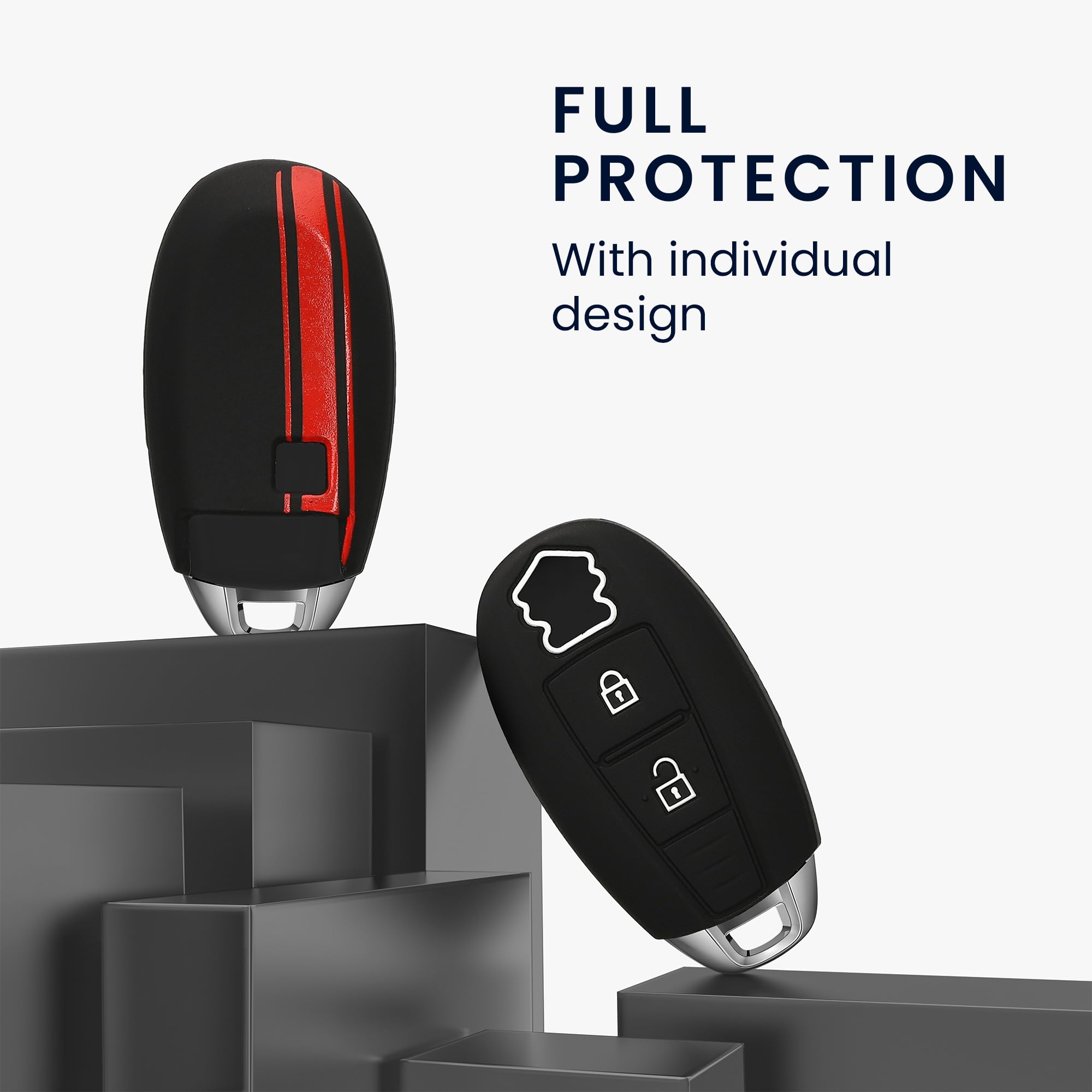 kwmobile Silicone Key Fob Cover Compatible with Suzuki Sport 2 Button Car Key Keyless Go