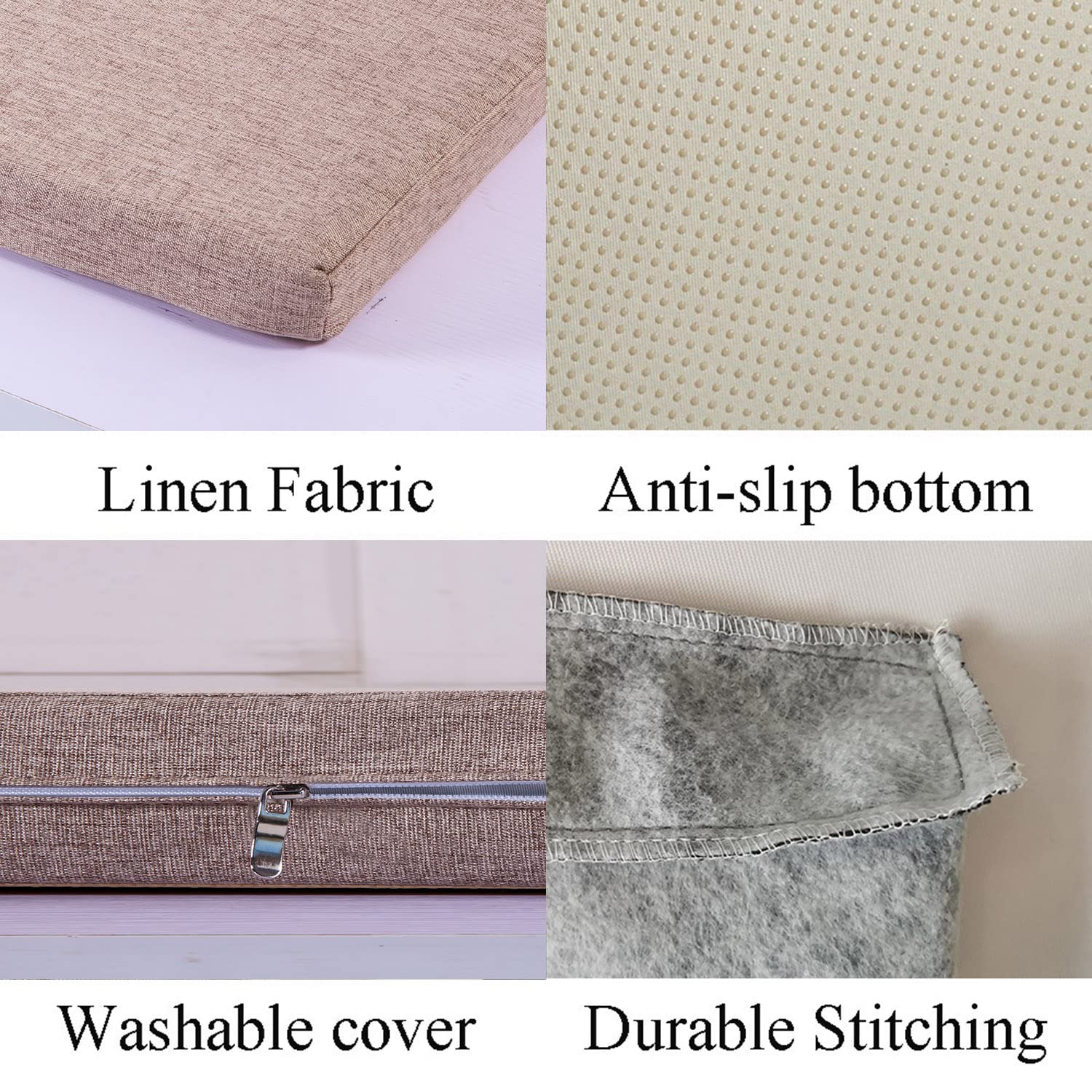 MICUSHION Piano Bench Cushion for Indoor Shoe Storage Non Slip Picnic Bench Pad for Kitchen Dining Table Seat 30 inch x 14, Light Brown
