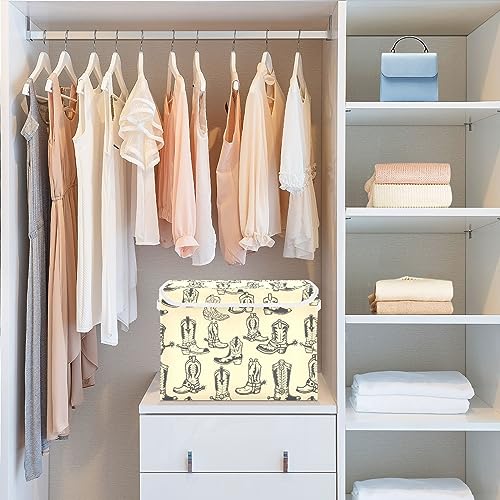 Krafig Foldable Storage Box Large Cube Organizer Bins Cowboy Boots Containers Baskets with Lids Handles for Closet Organization, Shelves, Clothes, Toys