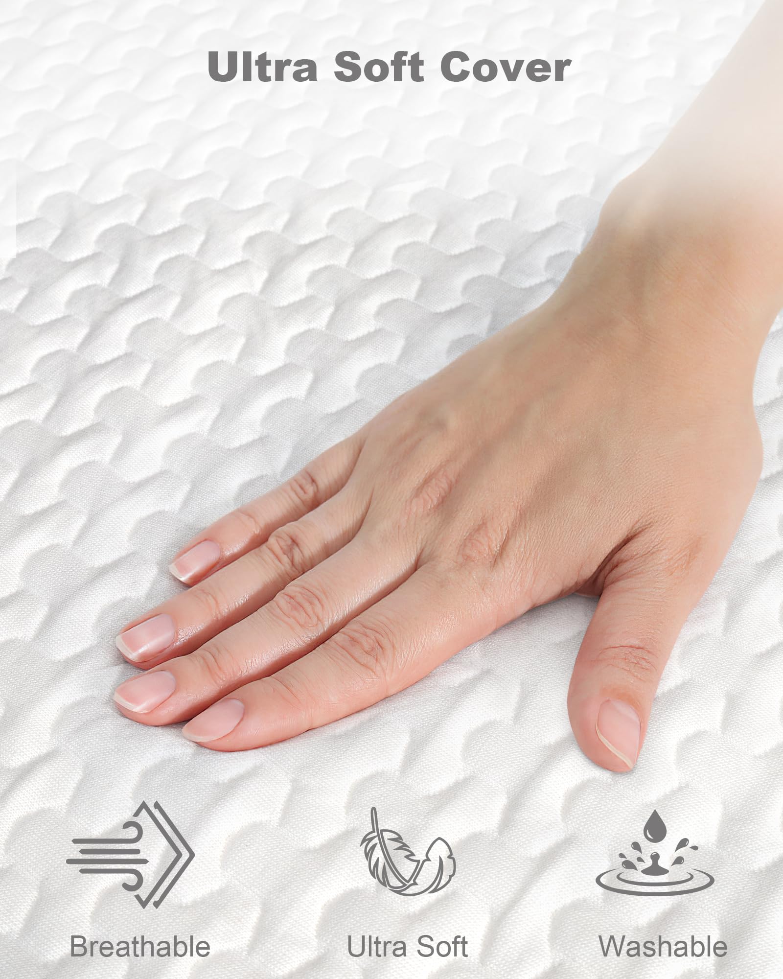 Slumbrae 4" [Queen] Sofa Bed Mattress Replacement, Memory Foam Sofa Mattress Topper with Ultra Soft Cover, CertiPUR-US Certified, White