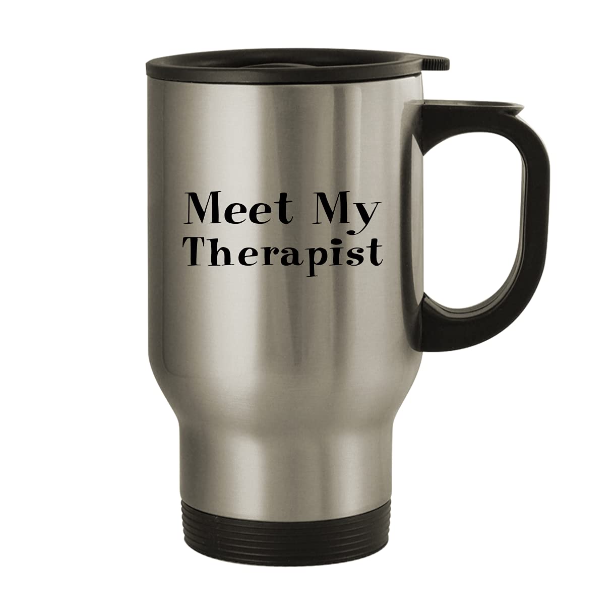 Molandra Products Meet My Therapist - 14oz Stainless Steel Travel Mug, Silver