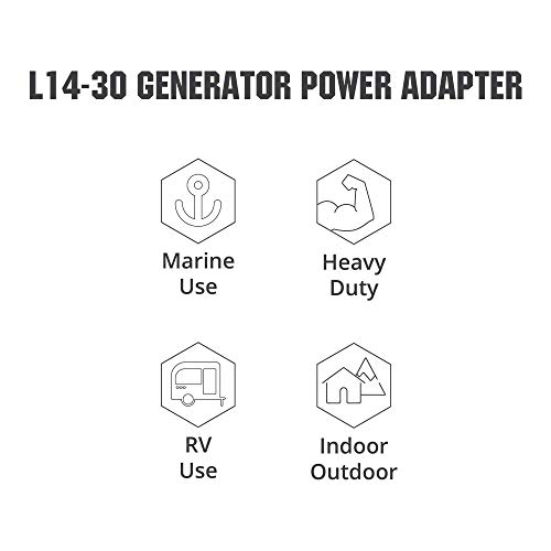 NemaTech NEMA L14-30P Male to TT-30R Female 30 Amp 4-Prong Compact Locking Generator to RV Transfer Switch Inlet Box Adapter