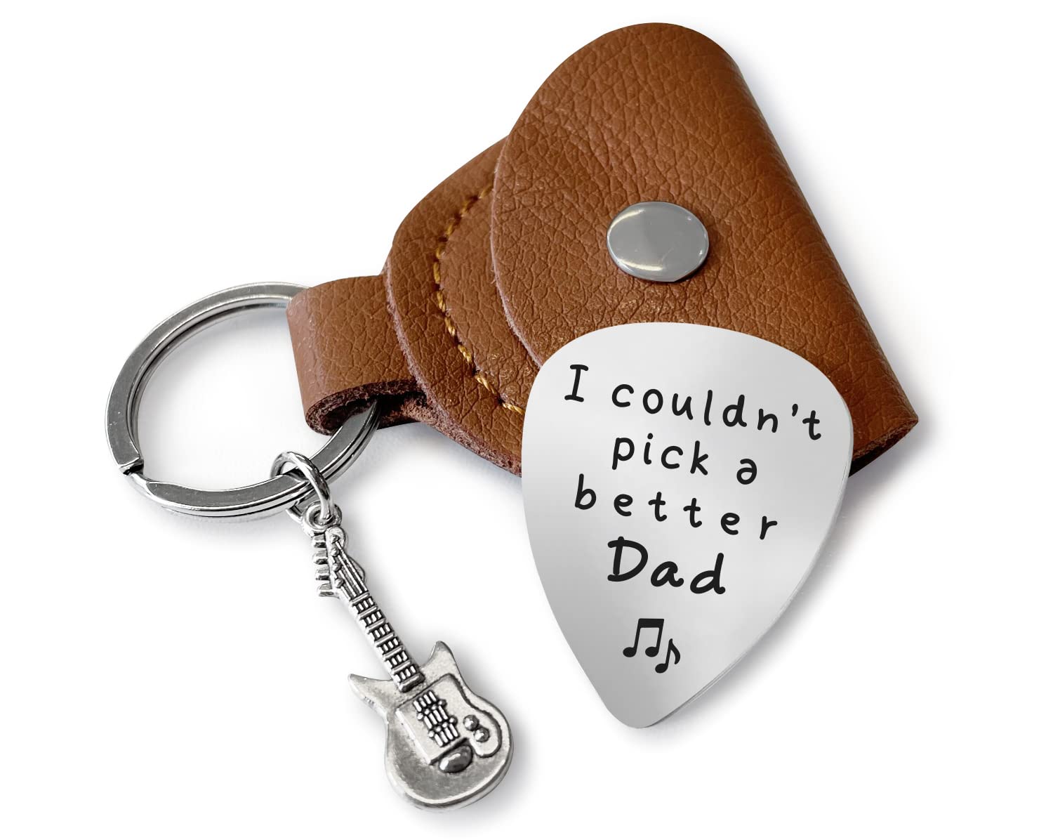 Ptzizi I Couldnât Pick A Better Dad, Stainless Steel Guitar Picks Jewelry for Guitar Player Musician Dad Papa Grandpa Father's Day Birthday Christmas Gifts (02)