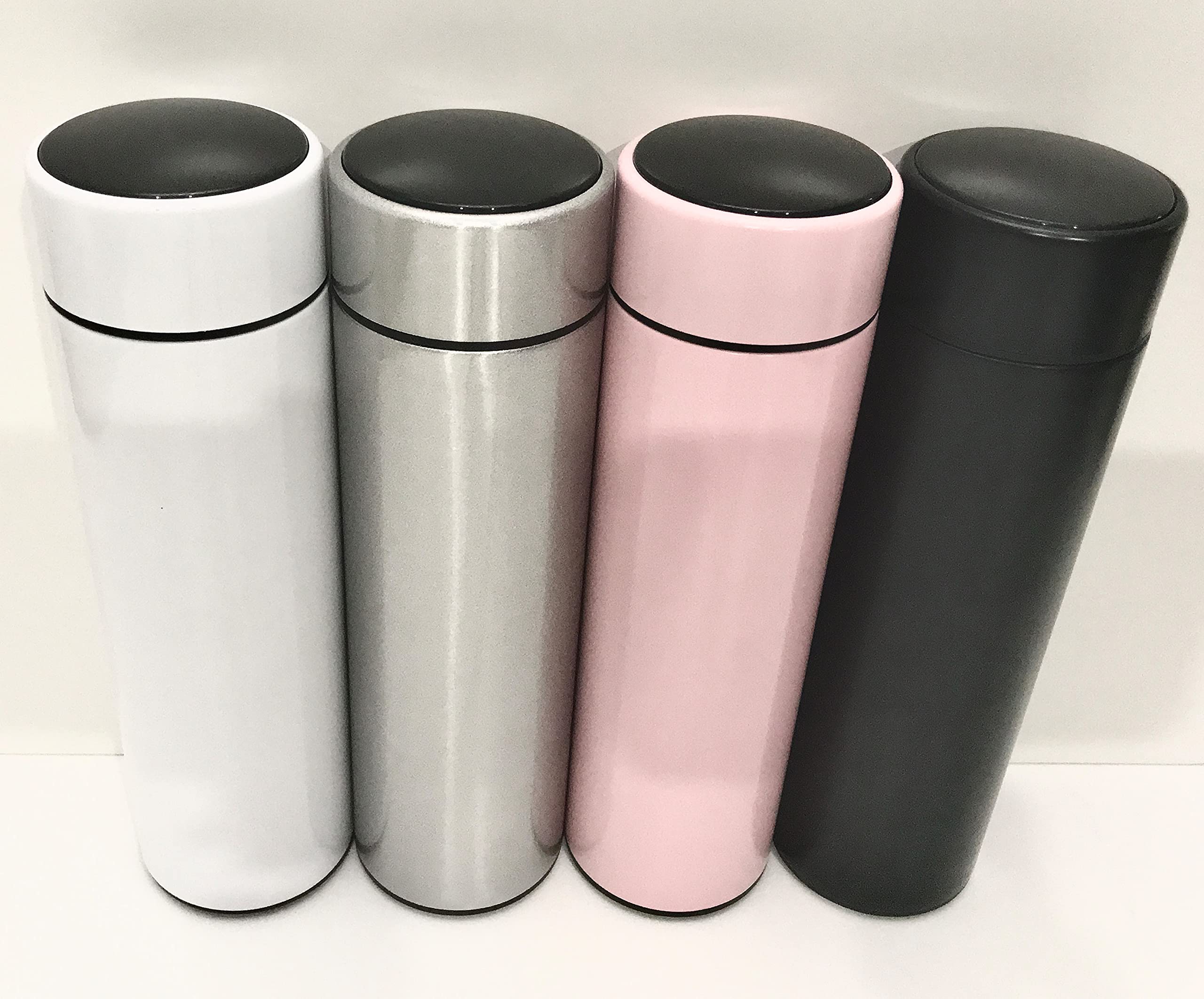 MMSA Insulated Tumbler Bottle with LED Temperature Display in Fahrenheit (White)