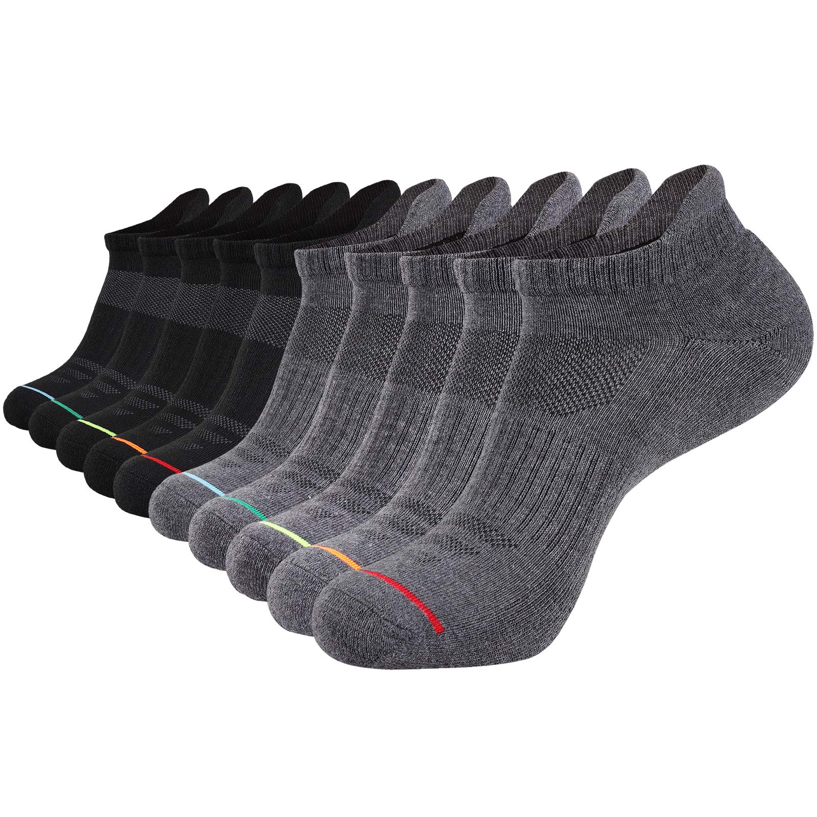 JOYNÉE Mens Ankle Athletic Low Cut Socks Running Sports Cushioned Sock for Men 6 Pack,White,Sock Size 10-13