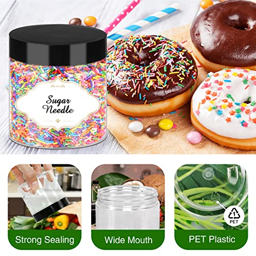 PeacePeo Plastic Jars with Lids, 48Pcs 6OZ Slime Containers with Screw On Lids Clear Round Plastic Storage Jars Refillable Container Jars Plastic for Travel Storage Home Kitchen Food
