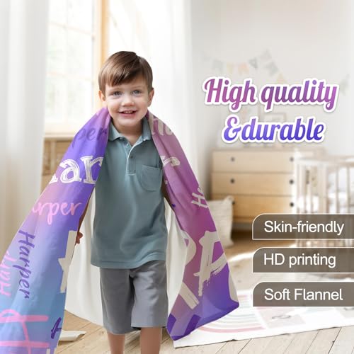 Personalized Blanket for Kids, Custom Name Blanket for Kids, Babies & Adults, Custom Baby Blanket, Unique Baby Gifts for Birthday Christmas Memorial Day