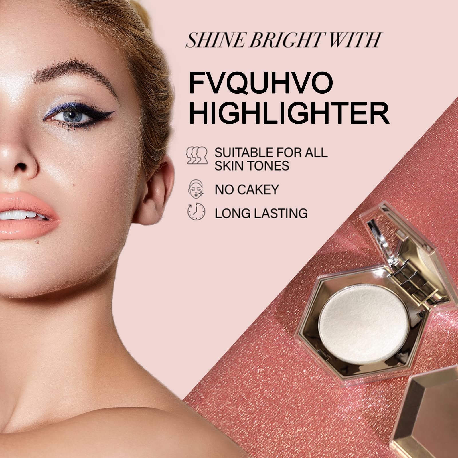 Shimmer White Highlighter Makeup Highlighter Makeup Palette Face Highlighters, Glitter Makeup Contour Highlight for Inner Coner Eyes Cheek Nose Lips and Body,Easily Show Up and Long lasting Highlighting Powder(Diamond White/Silver)