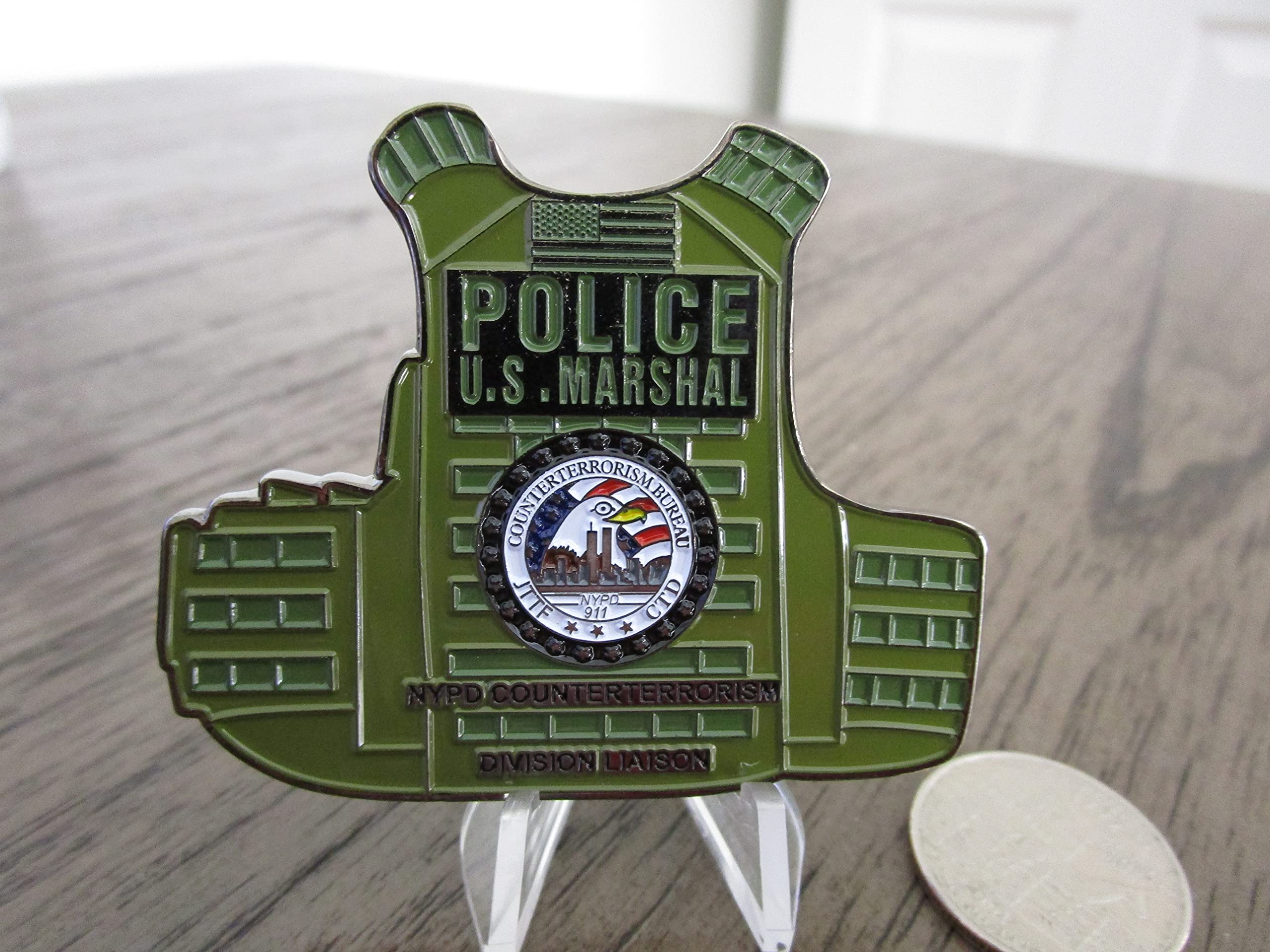 Police US Marshal New York Police Departmen Counter Terrorism Division Liason Tactical Vest Challenge Coin